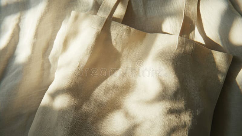 Beige Cotton Canvas Tote Bag with Soft Lighting on Neutral Textured ...