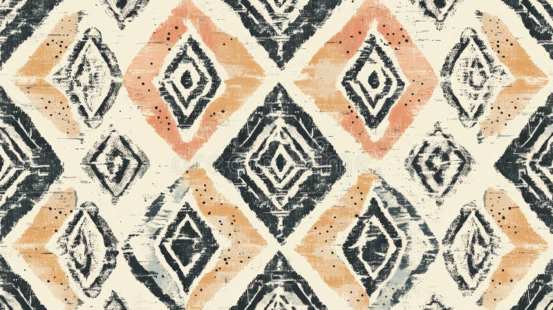 Beige Cream Black Orange Pink Geometric Diamond Pattern Stock ...