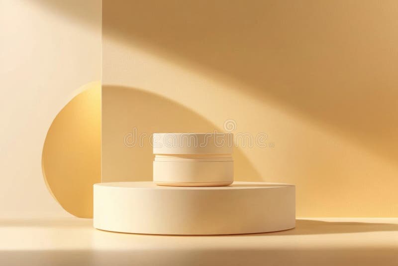 Beige Cream Jar Mockup with Minimalist Product Display Stock ...