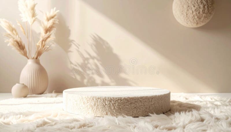 Beige Cream Product Display Platform with Soft Textures Stock ...