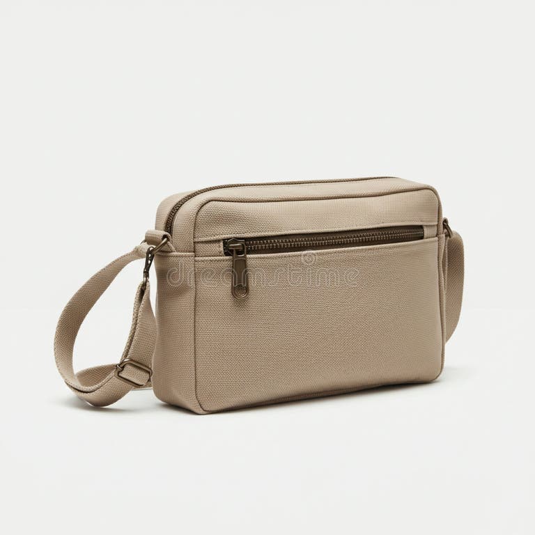 Beige Crossbody Bag with an Adjustable Strap and a Rectangular Design ...