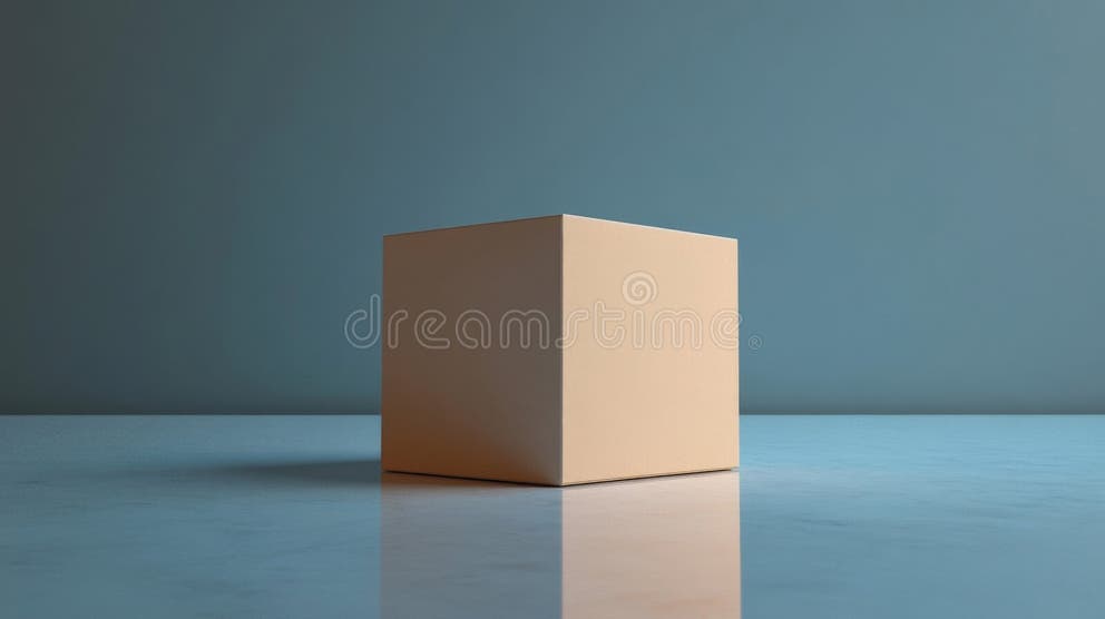 Beige Cube on Light Blue Background Stock Illustration - Illustration ...