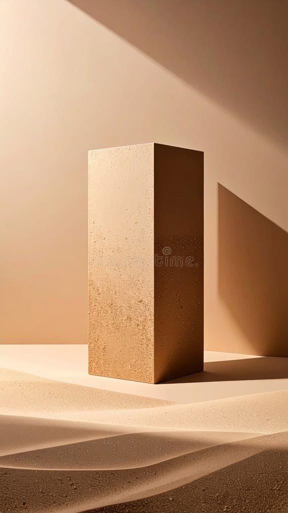 Beige Cube on Sand Background with Soft Light Stock Illustration ...