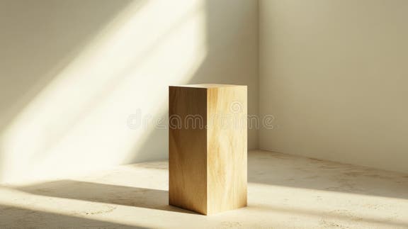 Beige Cube on Sandy Floor in Sunlit Room Stock Illustration ...