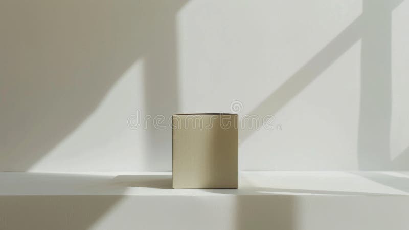 A Beige Cube Stands Alone on a White Surface, Illuminated by Natural ...