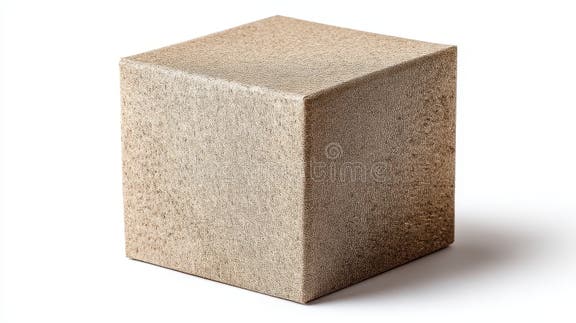 Beige Cube on White Background Stock Illustration - Illustration of ...