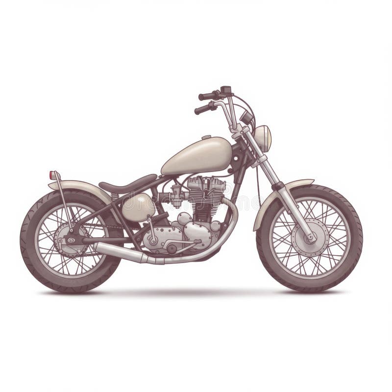 Beige Custom Chopper Motorcycle Illustration Stock Illustration ...