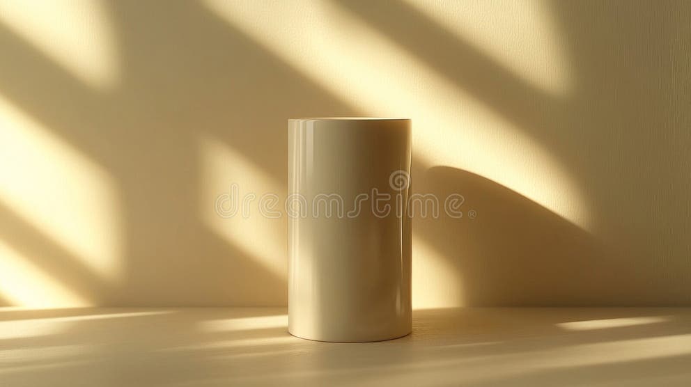 Beige Cylinder in Sunlight Shadow Minimalist Still Life Stock ...