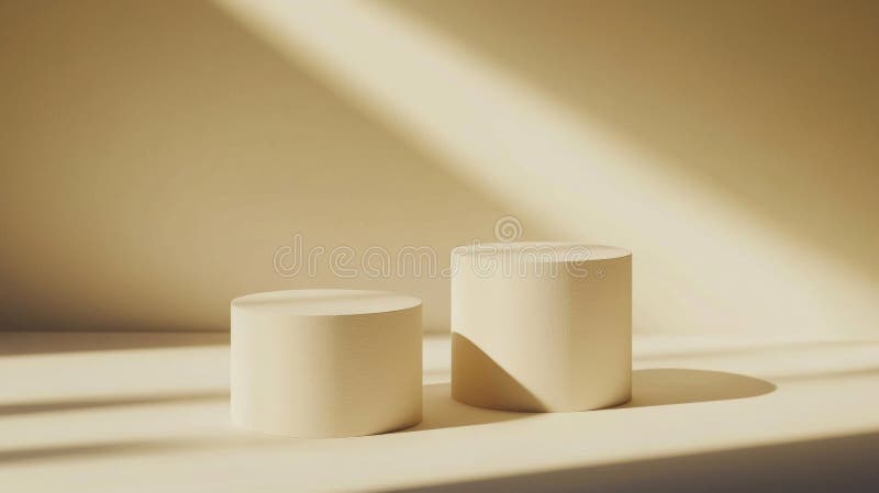 Beige Cylindrical Platforms in Sunlight Stock Illustration ...