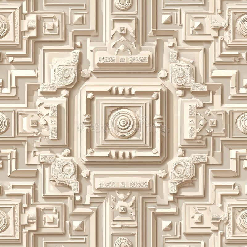 Beige 3d Greek Modern Seamless Pattern. Emboss Arabesque Style ...