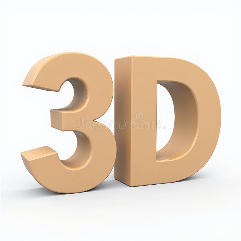 Beige 3D Letters on a White Background. Stock Illustration ...