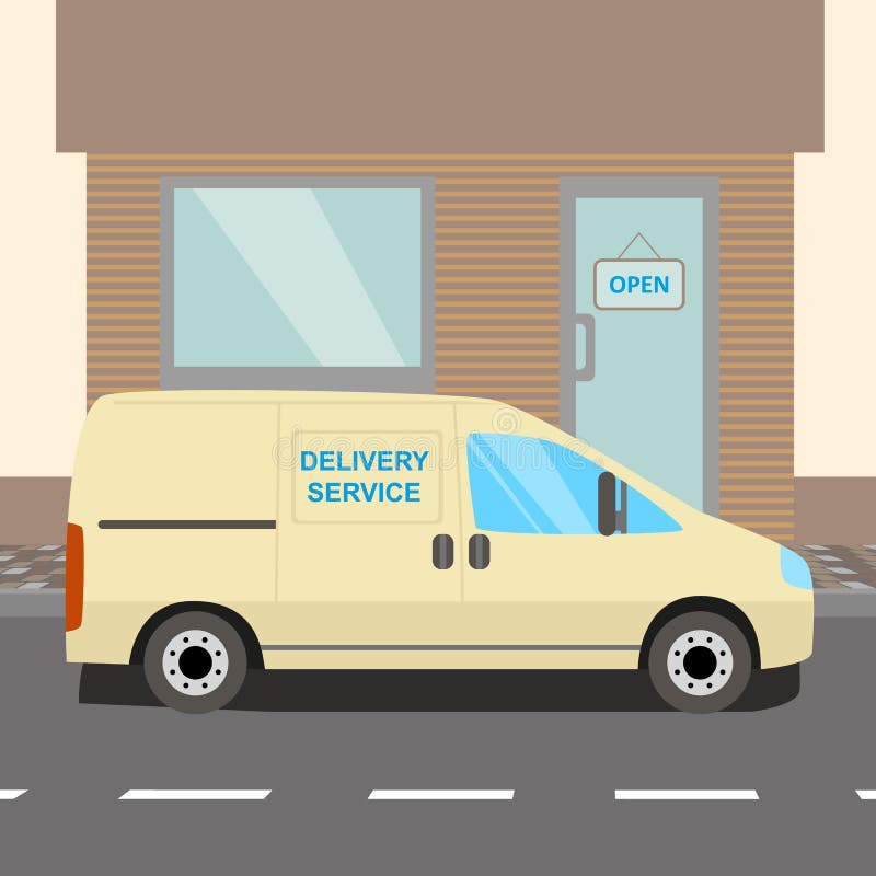 Beige delivery Van stock vector. Illustration of land - 39298660