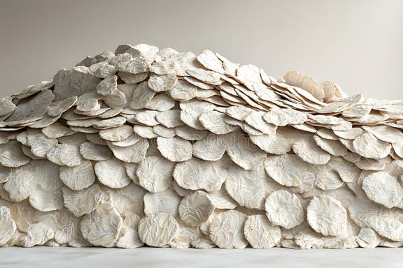 Beige Discs Seamlessly Stacked in Rows Forming a Textured Mound ...