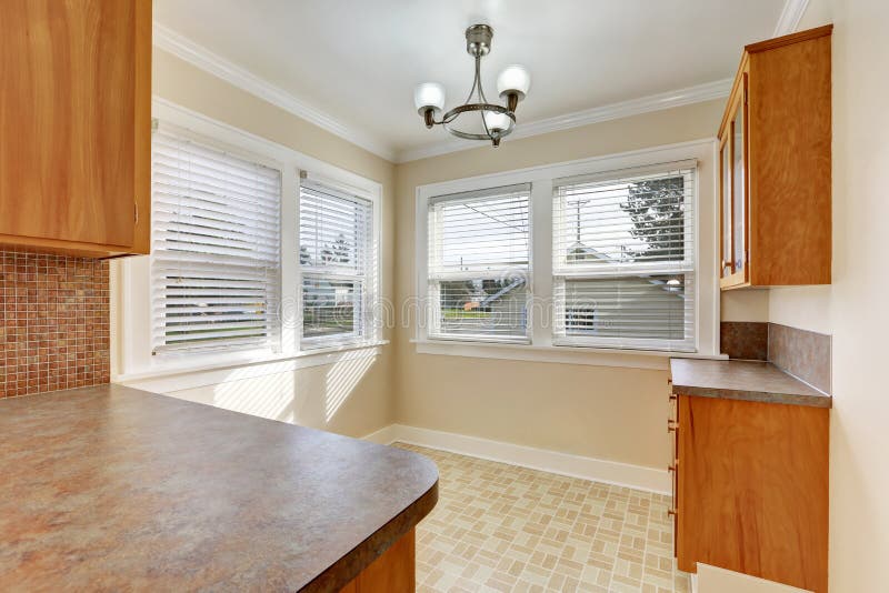 New Empty Dining Room and Kitchen Interior. Stock Image - Image of ...