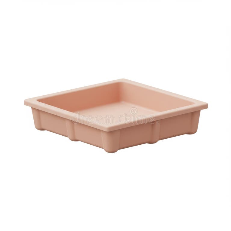 Beige Empty Plastic Tray Square Isolated Container in White Background ...