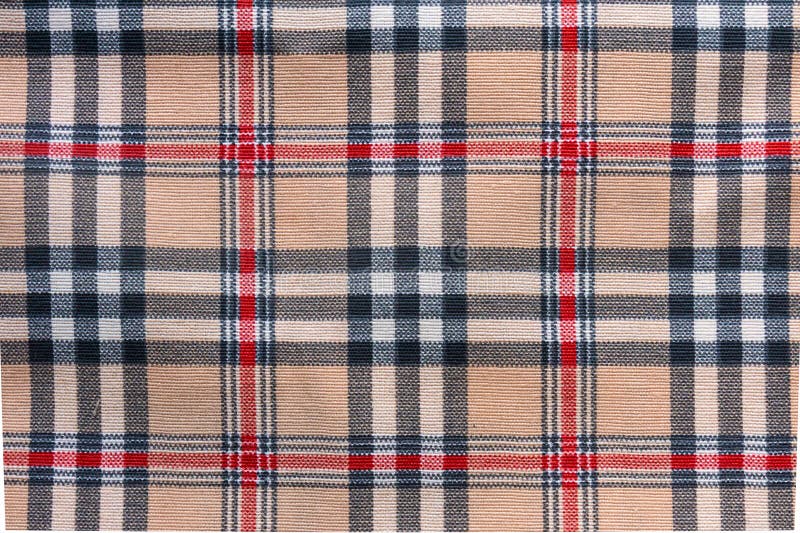 Beige Fabric Background with Red, Black and White Checkered Pattern ...