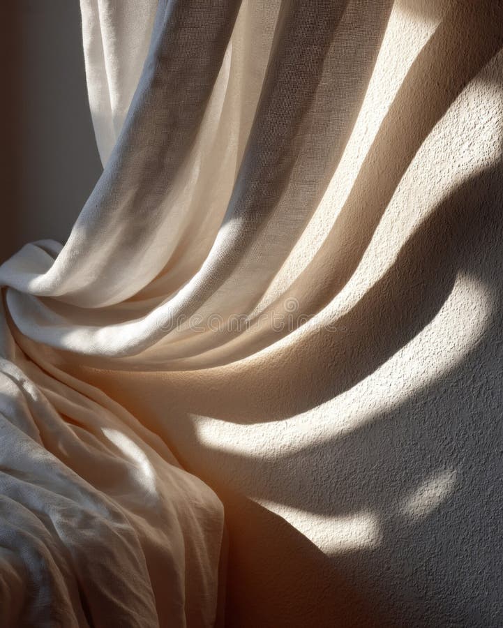 Beige Fabric Draped in Soft Light and Shadow Stock Illustration ...