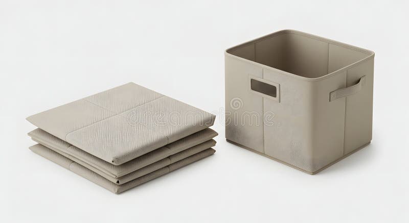 Beige Fabric Storage Box and Folded Inserts, Ai Generated Stock ...