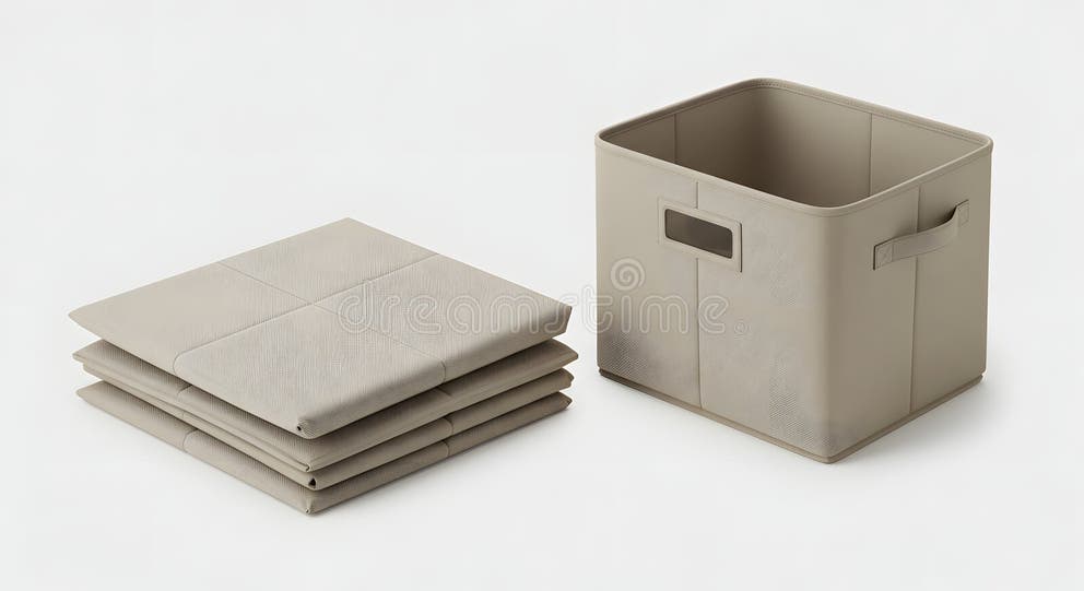 Beige Fabric Storage Box and Folded Inserts, Ai Generated Stock Illustration - Illustration of ...