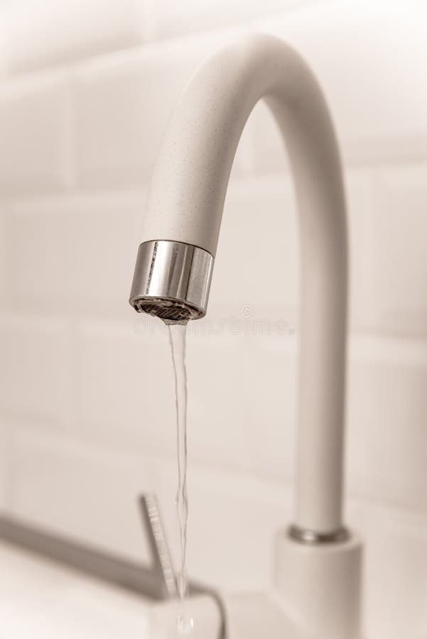 Beige Faucet in the Kitchen Stock Photo - Image of mixer, liquid: 88399952