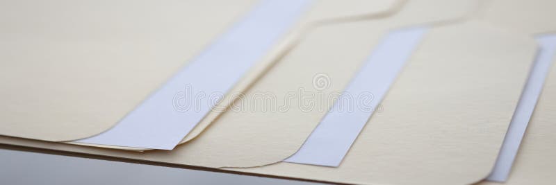 Beige Folders with Documents are on Table Stock Image - Image of ...