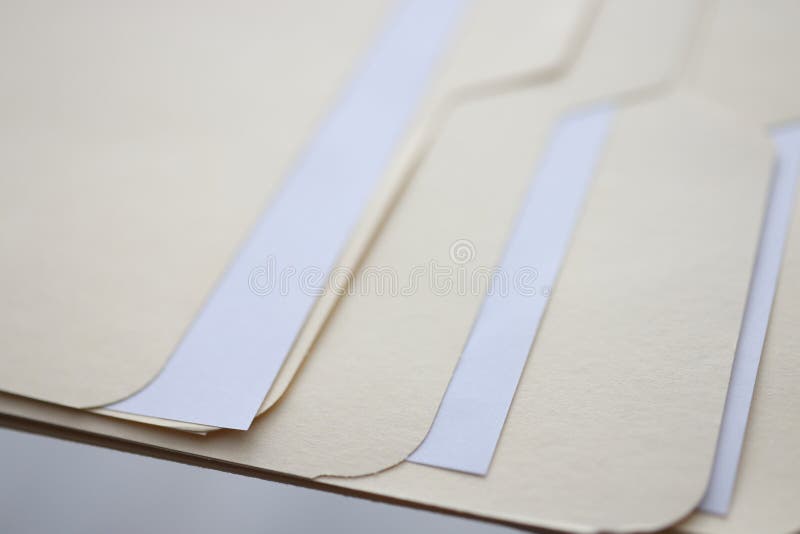 Beige Folders with Documents are on Table Stock Image - Image of ...