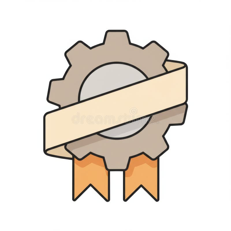 Beige Gear Award with Orange Ribbon Illustration Stock Illustration ...