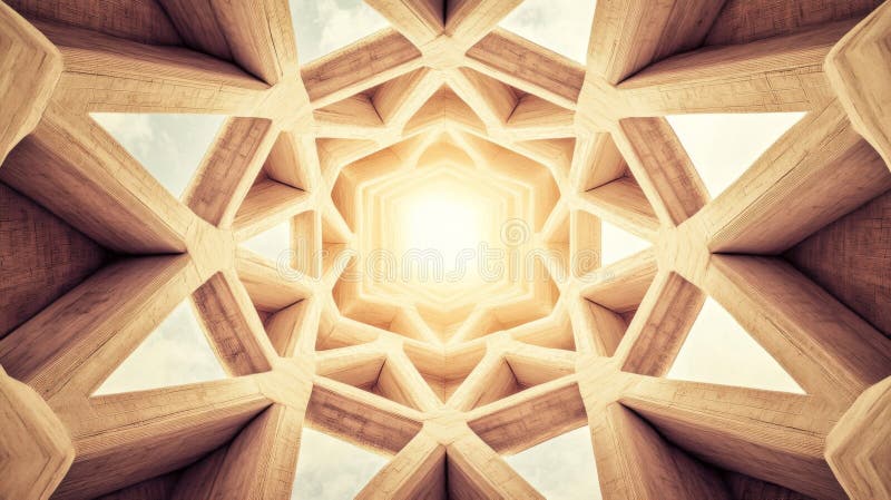 Beige Geometric Architectural Pattern with Light Source Stock ...