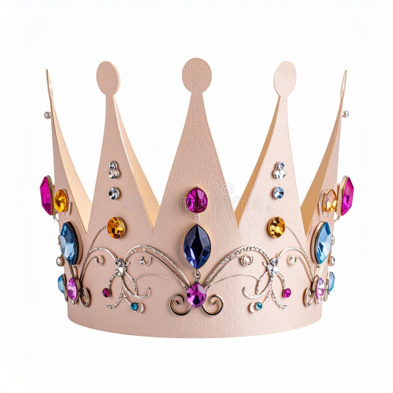 Beige Glittery Crown with Colorful Gemstones Stock Illustration ...