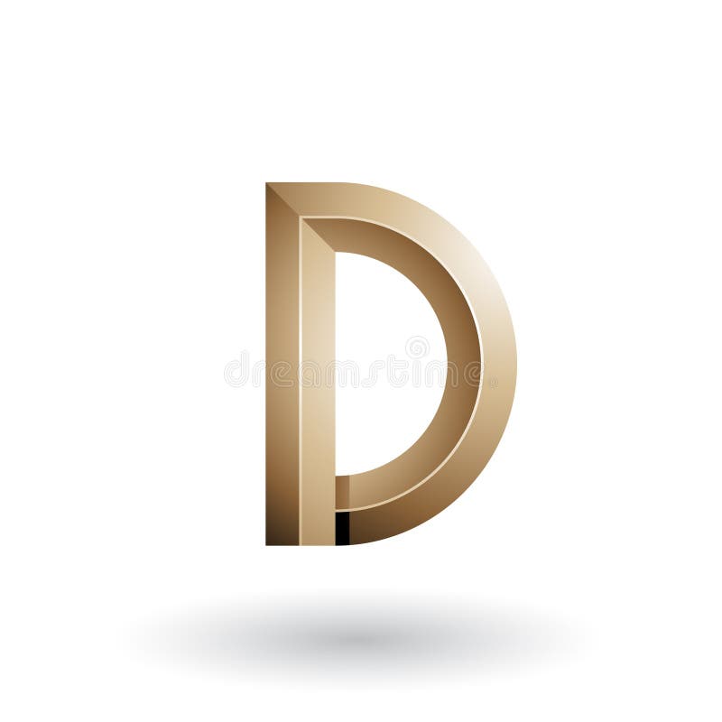 Beige Glossy and Bold 3d Geometrical Letter D Isolated on a White ...