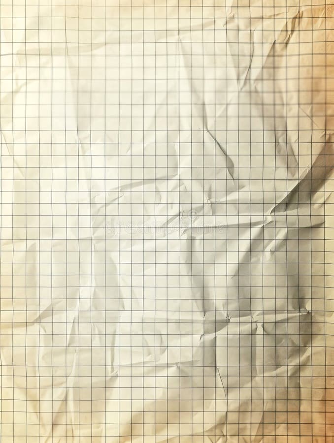 Beige Graph Paper Texture with Brown Gridlines, Creases, Worn. Close-up ...