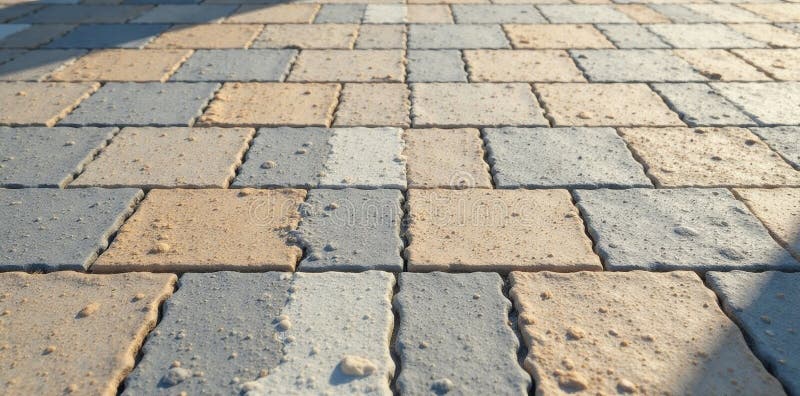 Beige and Grey Interlocking Paving Stones Create a Textured Floor ...