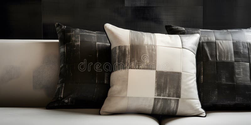 Beige & Grey Square Pattern Pillows, Modern Luxury Stock Illustration ...