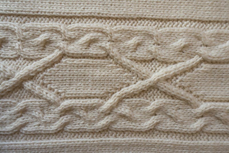 Beige Handmade Textile with Horizontal Cable Knit Pattern Stock Photo ...