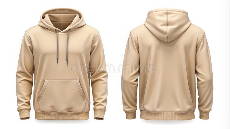 Beige Hoodie Mockup Front and Back View Stock Illustration ...