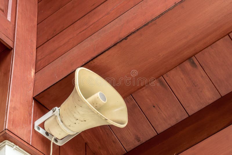 Beige horn speaker stock image. Image of speaker, noise - 74473999
