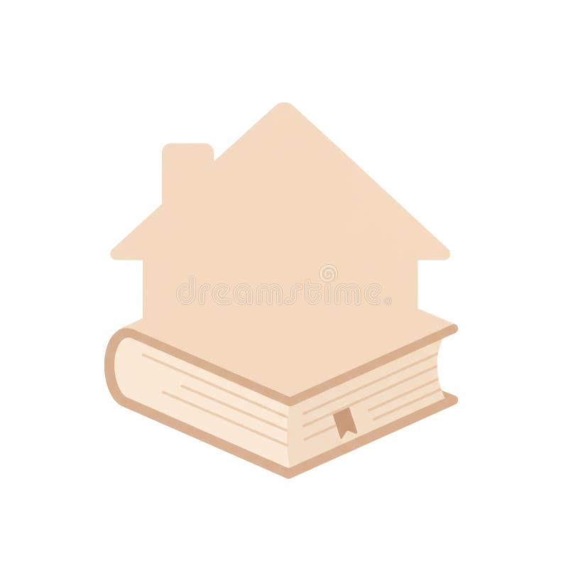 Beige House Icon on a Brown Book Illustration Stock Illustration ...