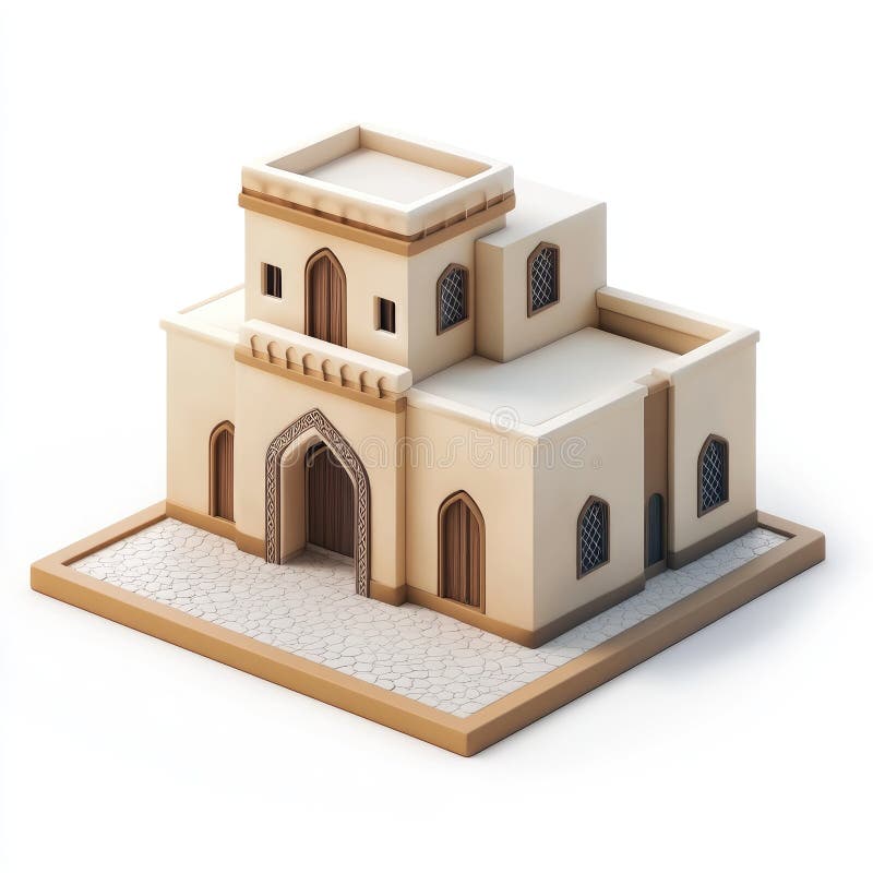 Charming Middle Eastern House Architectural 3D Model Stock Illustration ...