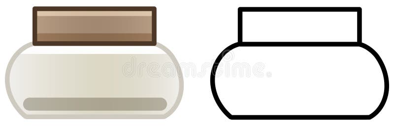Beige Jar of Cream in Colored and Line Versions Stock Illustration ...