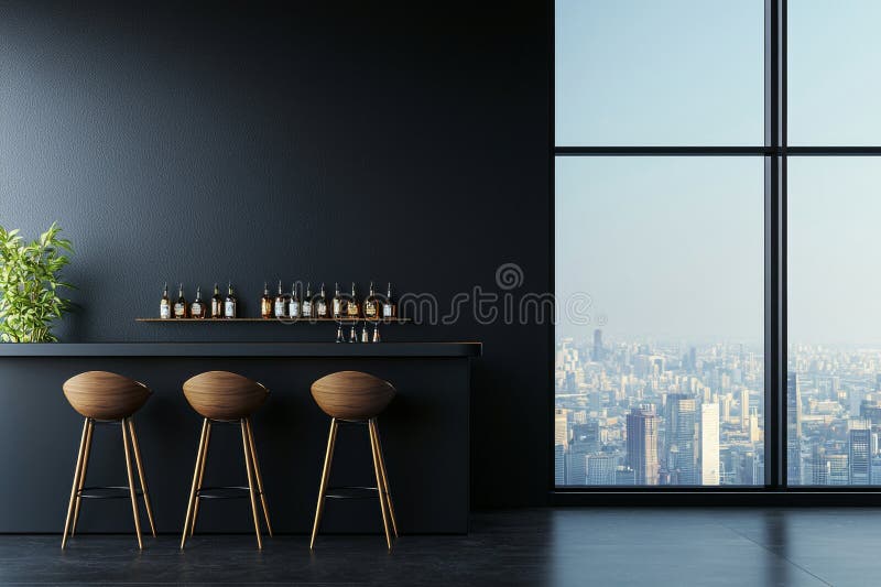 The Beige Kitchen Features a Bar Counter and a Cooking Cabinet Situated ...