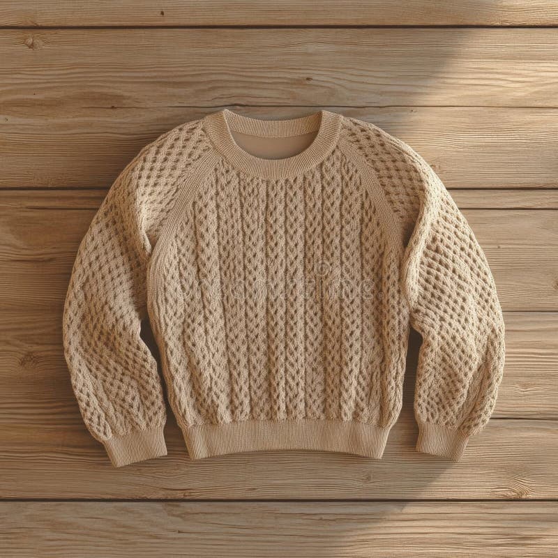 Beige Knit Sweater with Cable Knit Pattern Stock Illustration ...