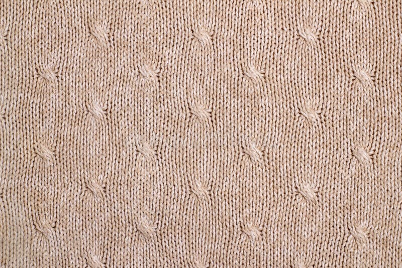 Beige Knitted Background with Pigtails. Texture of a Beige Wool Sweater ...