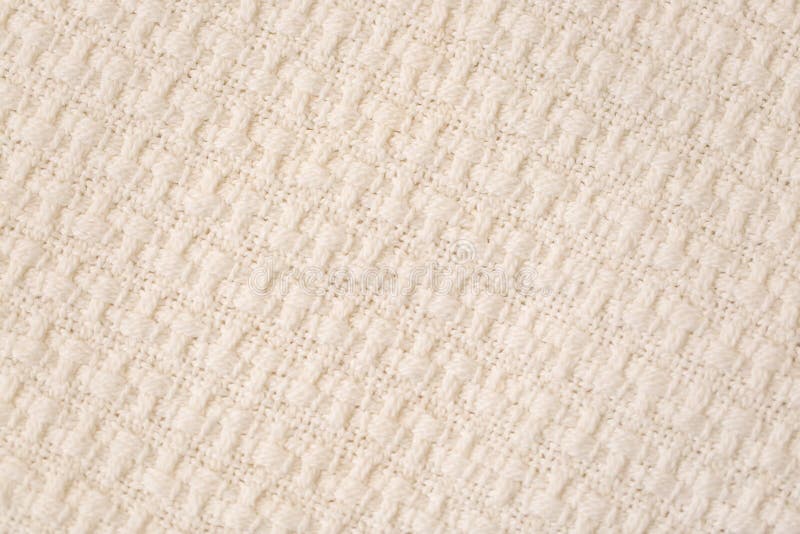 Beige Knitted Throw Fabric Texture Background. Closeup Stock Photo ...