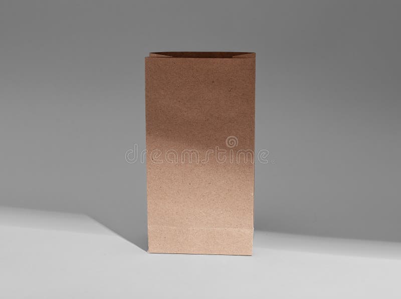 Beige Kraft Paper Bag Mockup. Craft Soft Package, Upright Packet Stock ...