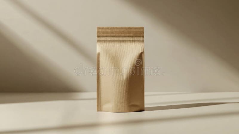 Beige Kraft Paper Stand Up Pouch Packaging Mockup Stock Illustration ...
