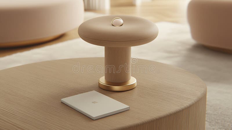Beige Lamp Displays Ring on Coffee Table Stock Image - Image of decor ...