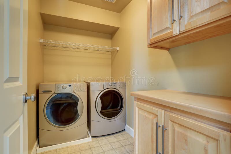 Beige Laundry Modern Appliances Tile Floor Stock Photos - Free ...