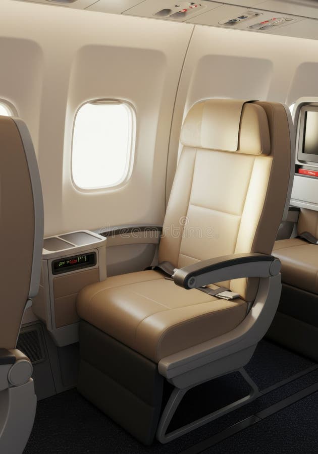 Beige Leather Airplane Seat with Modern Design Stock Illustration ...