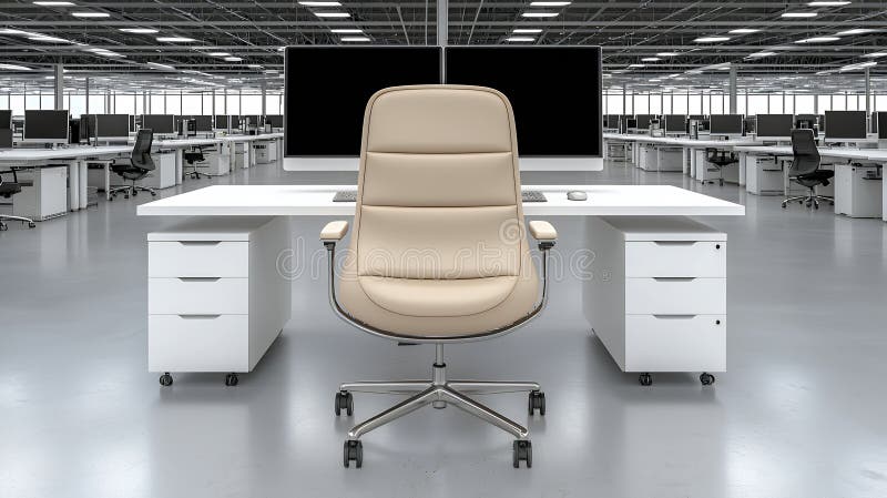 Beige Leather Office Chair Modern Empty Workspace Generative Ai Stock ...