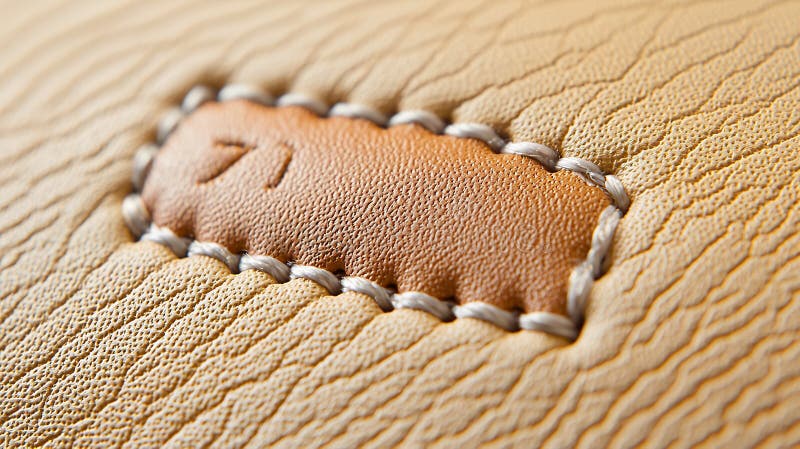 Beige Leather Texture with Detailed Stitching and Patch Stock ...